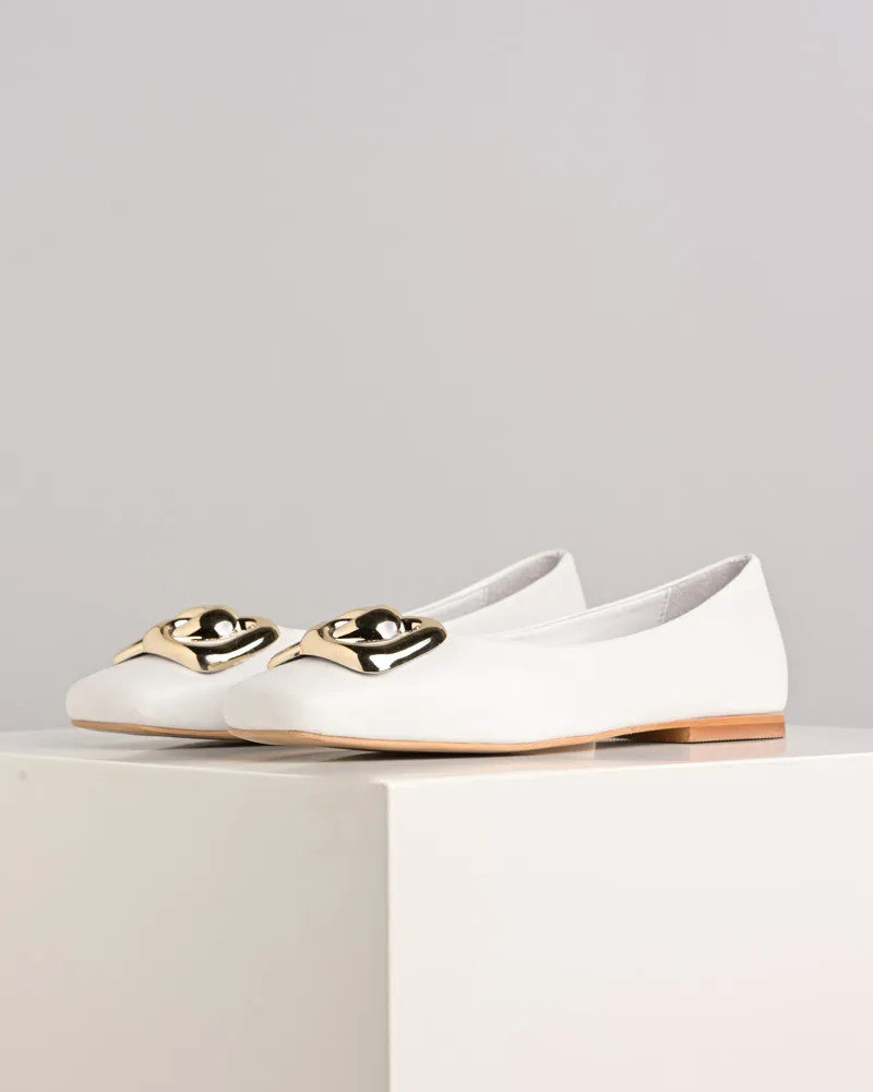 Ženske kožne baletanke AL A534 bele