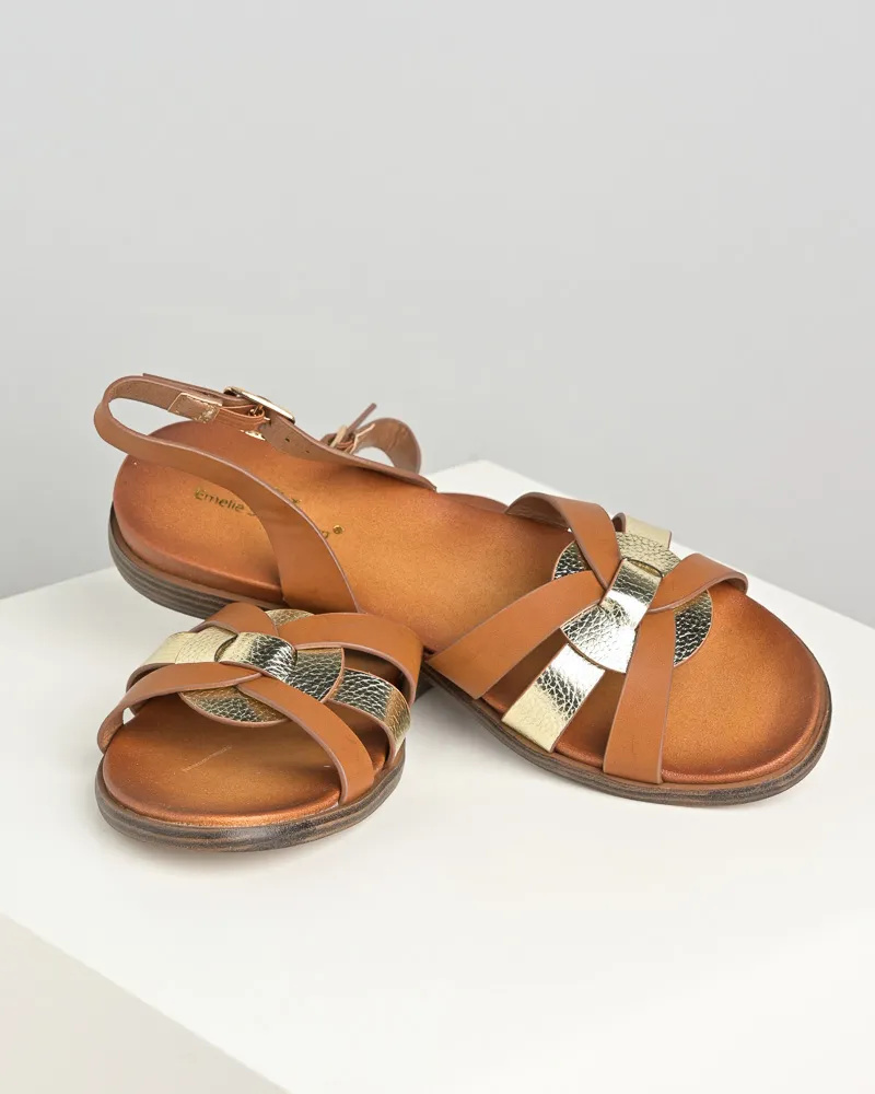 Braon ravne ženske sandale S2352