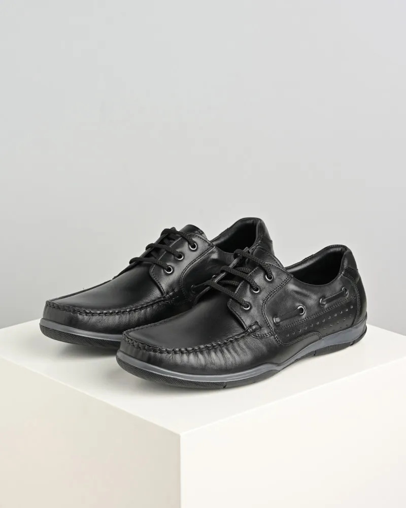 Kožne muške brodarice 11153-2 crne