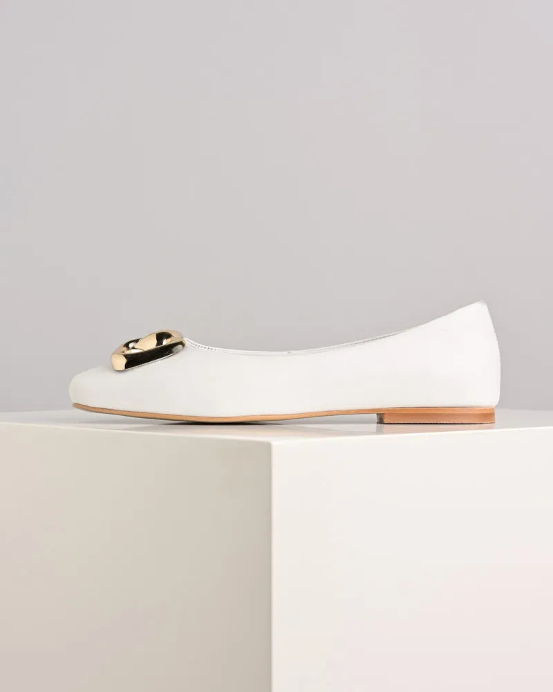 Ženske kožne baletanke AL A534 bele