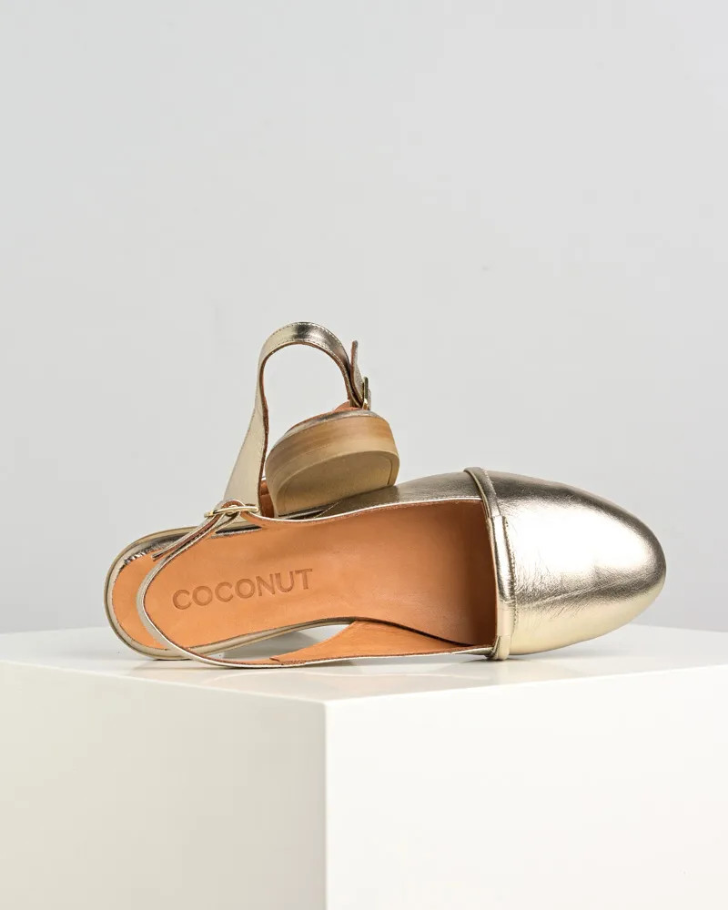 Ženske kožne baletanke sa otvorenom petom 137.3358 zlatne