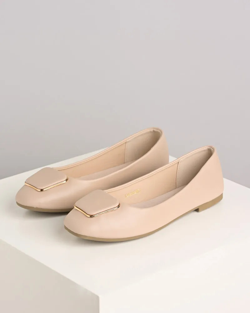 Ženske kožne baletanke na debelom đonu 2050/07 crne