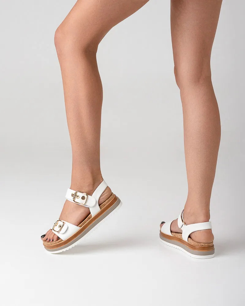 Ženske ravne sandale LS792423 bele