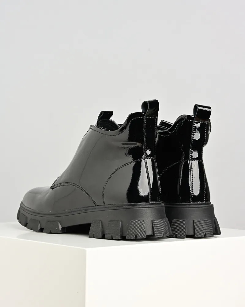 Kožne lakovane duboke cipele na debelom đonu 2720-1 crne