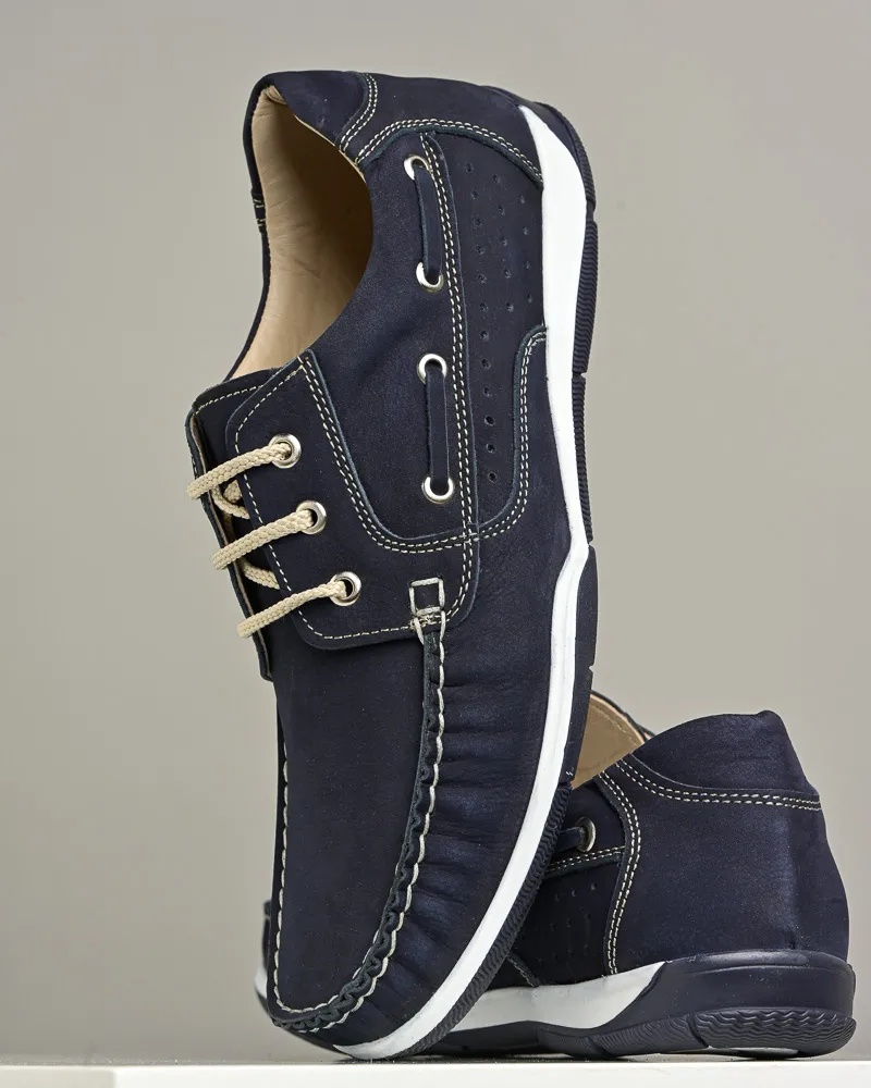 Kožne muške brodarice 11153-2 teget