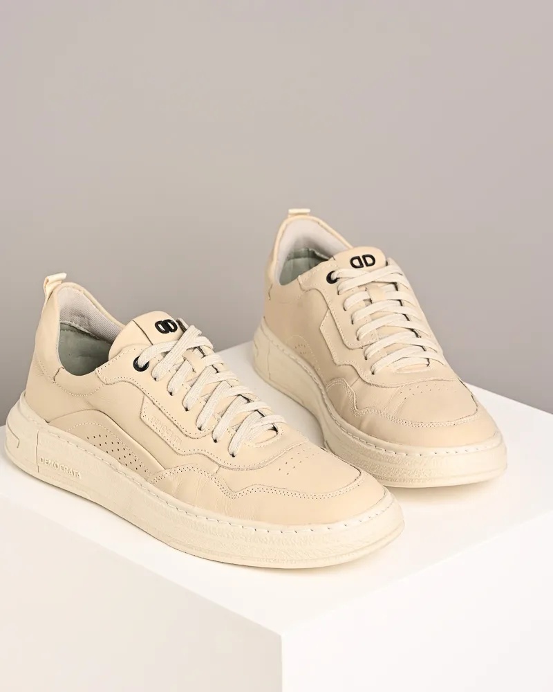 Kožne muške patike na pertlanje 240201-002 bež