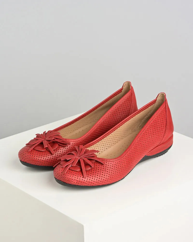 Kožne ženske baletanke 9482/1246 crvene