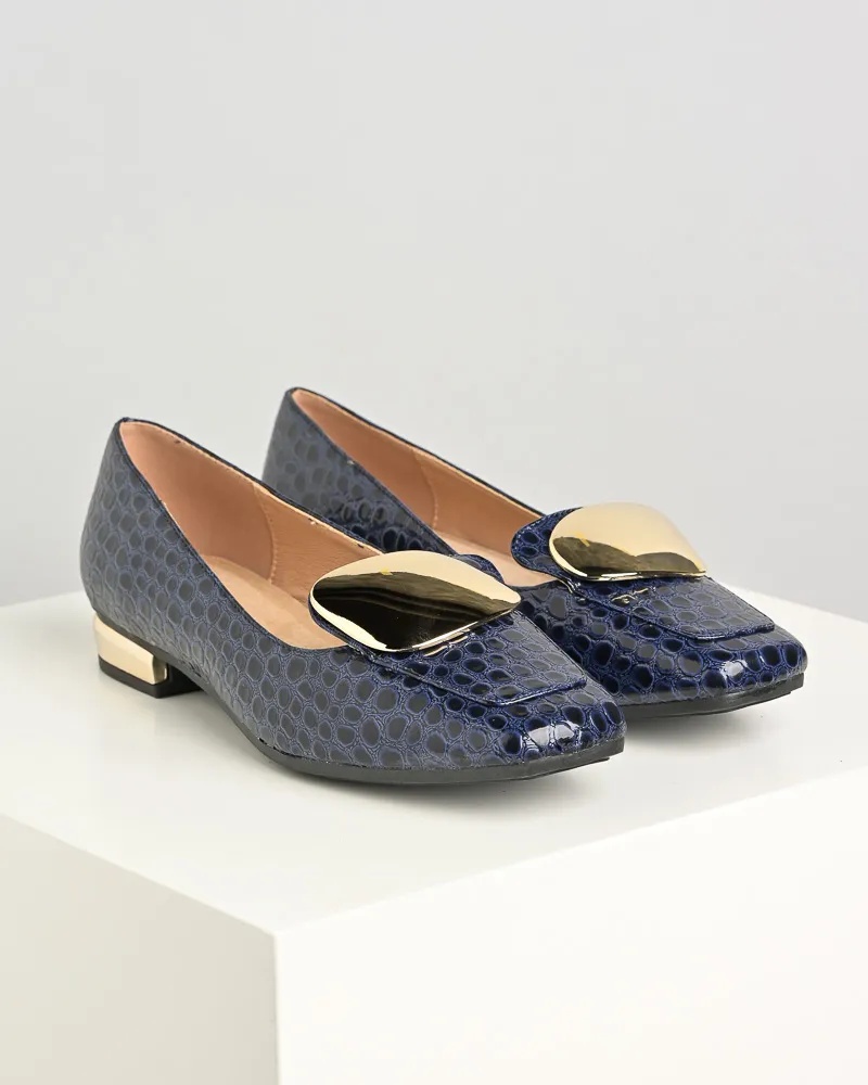 Ženske cipele na blok petu L762431 teget kroko