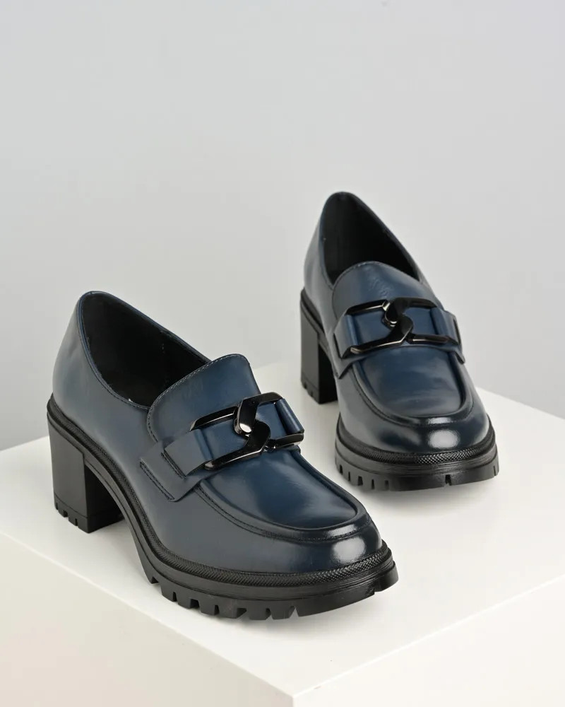 Ženske cipele na debelu petu C2401 teget