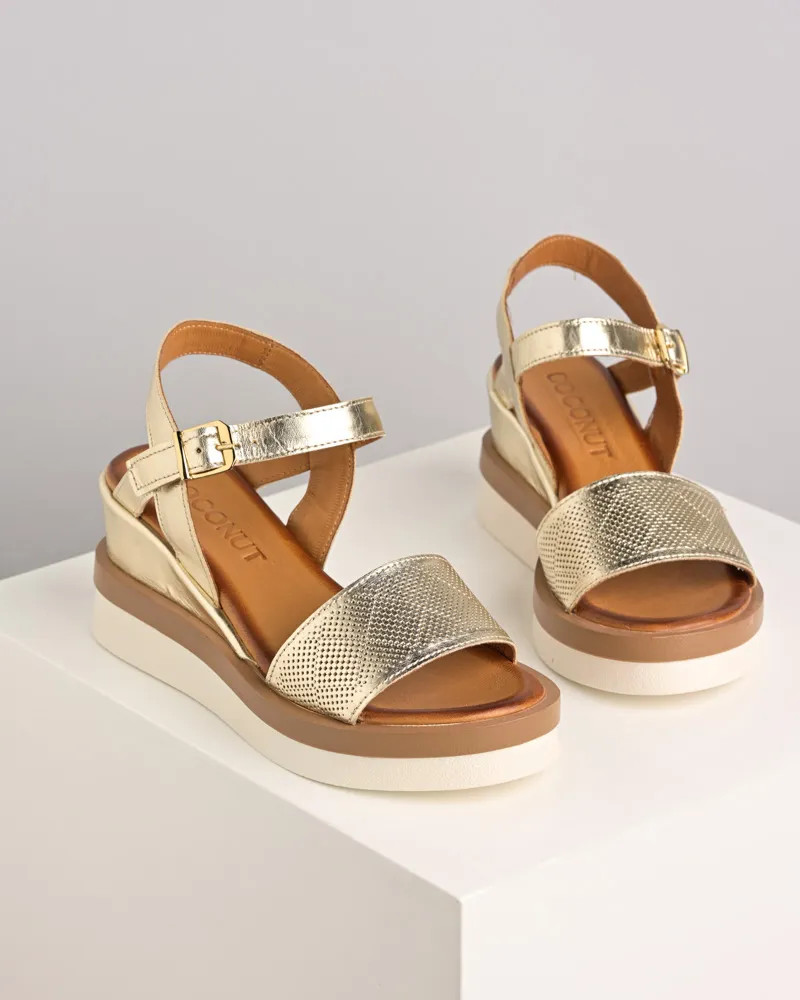 Kožne sandale sa platformom 312.2948 zlatne