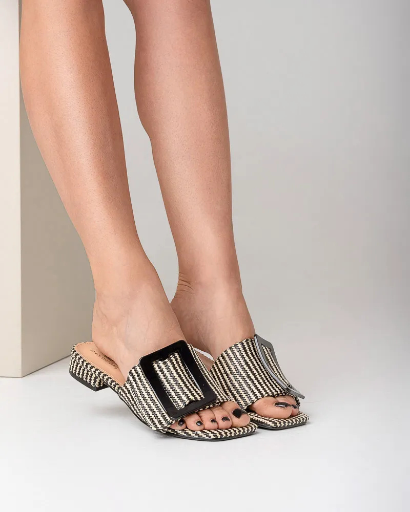 Ravne ženske papuče PA2653 crno bež