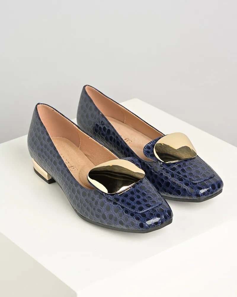 Ženske cipele na blok petu L762431 teget kroko