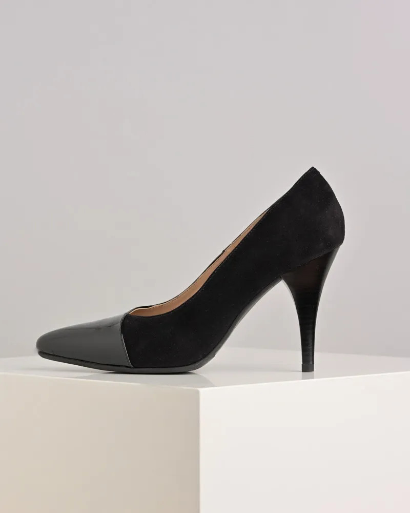 Ženske kožne salonke 69201-11 crni lak i velur