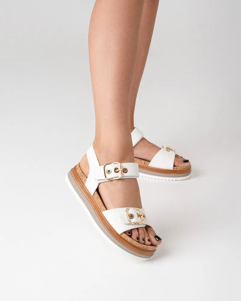 Ženske ravne sandale LS792423 bele