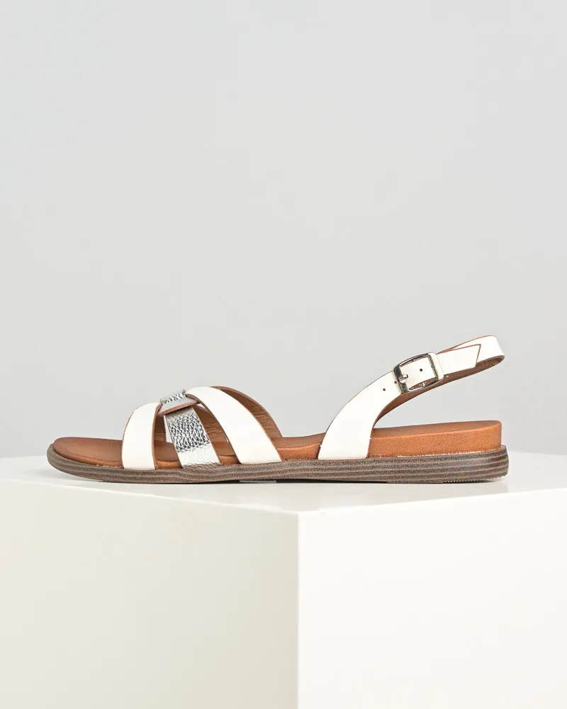 Bele ravne ženske sandale S2352