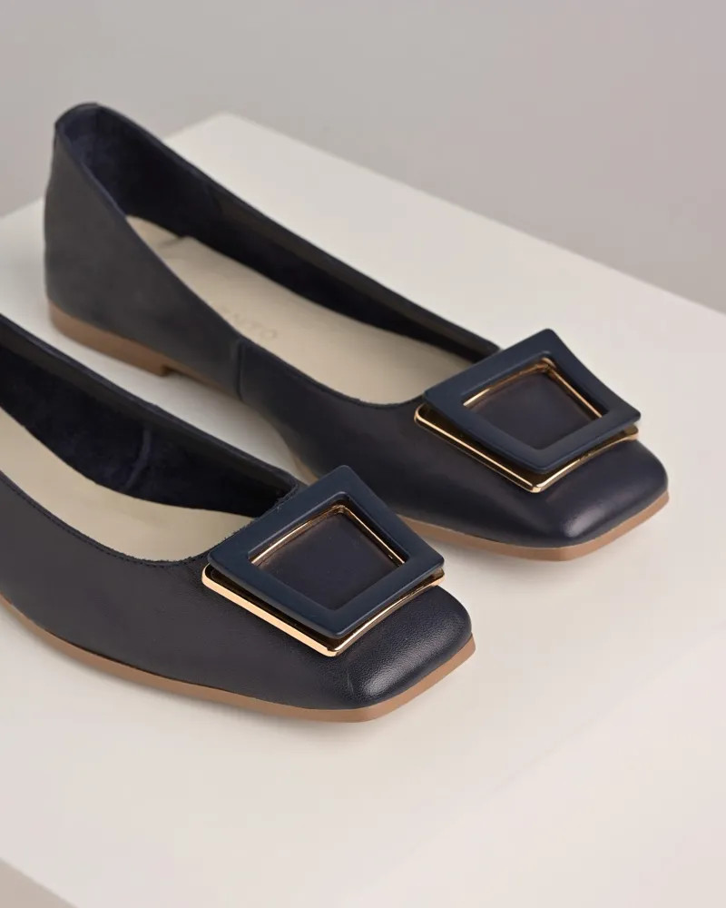 Kožne ženske baletanke 111035 teget