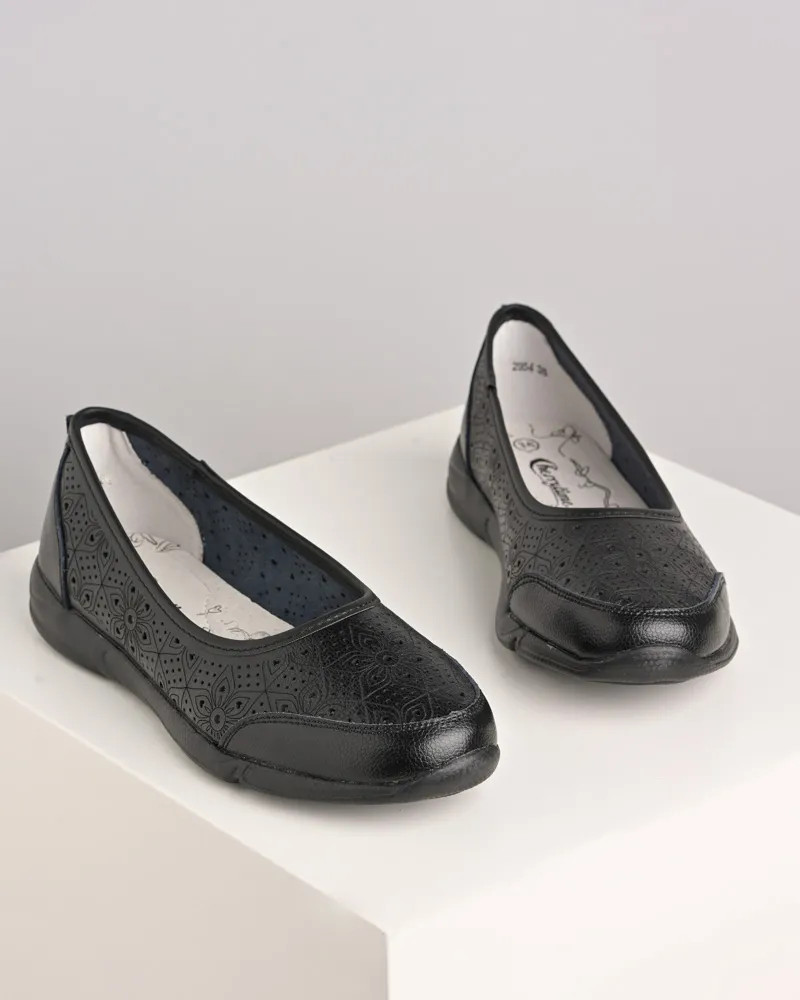 Kožne ženske baletanke 2954 crne