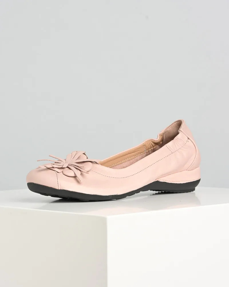 Kožne ženske baletanke 9482/1237 puder roze