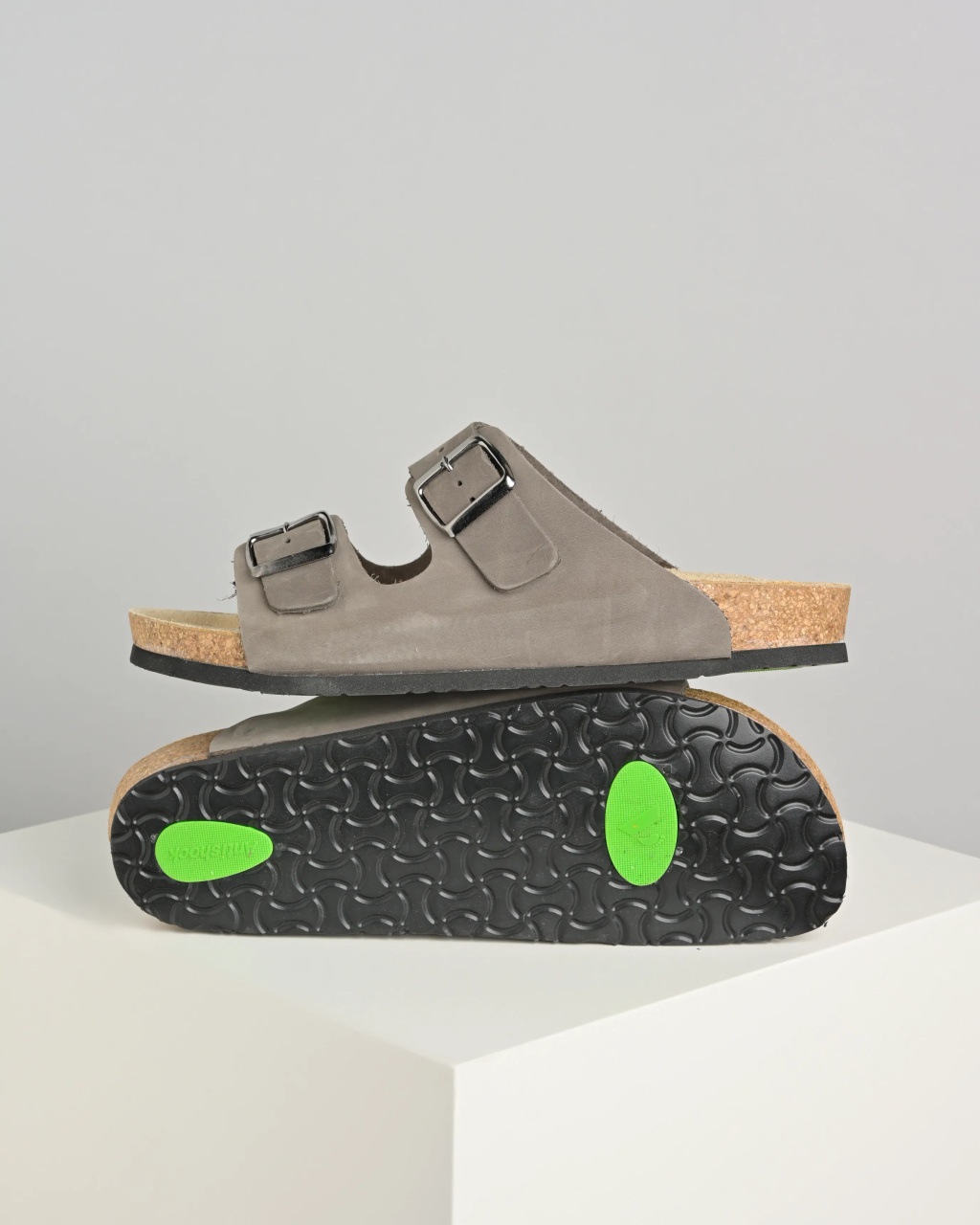 Muške anatomske kožne papuče 413 sive