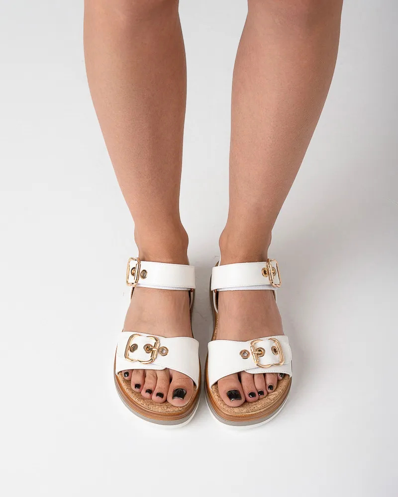 Ženske ravne sandale LS792423 bele