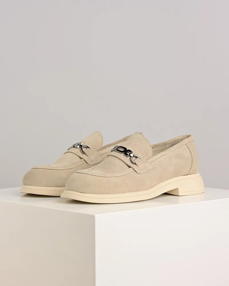 Ženske velur kožne mokasine 5484 bež