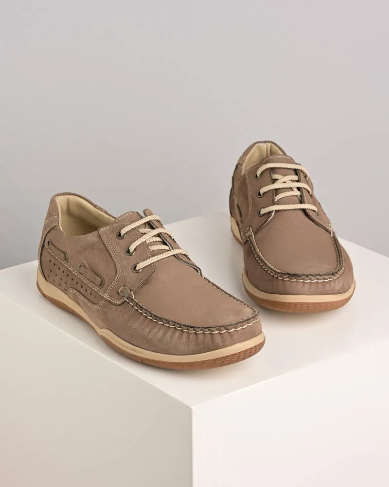 Kožne muške brodarice 11153-2 tamno bež