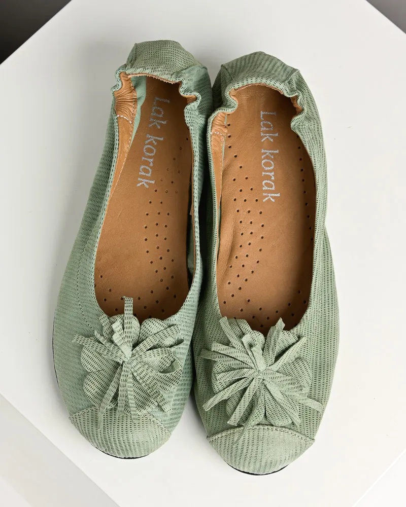 Kožne ženske baletanke 9482/1237 zelene