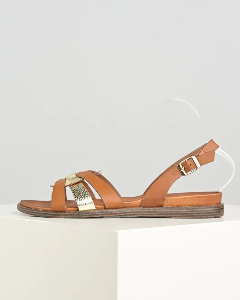 Braon ravne ženske sandale S2352