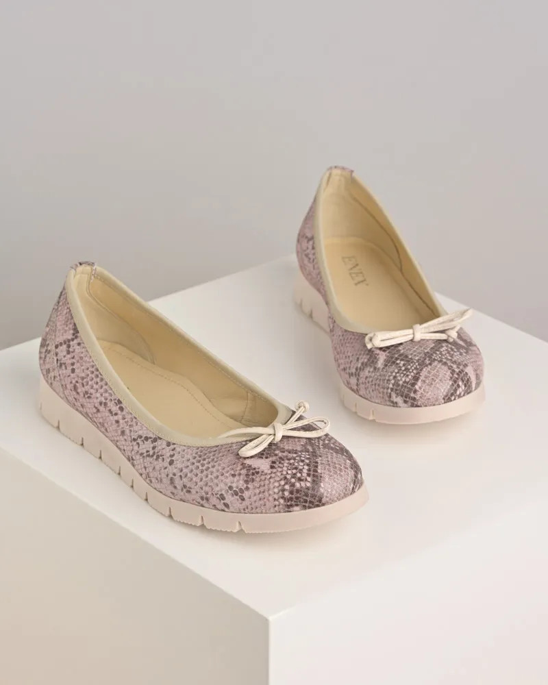 Kožne ženske baletanke 52094-3 roze piton