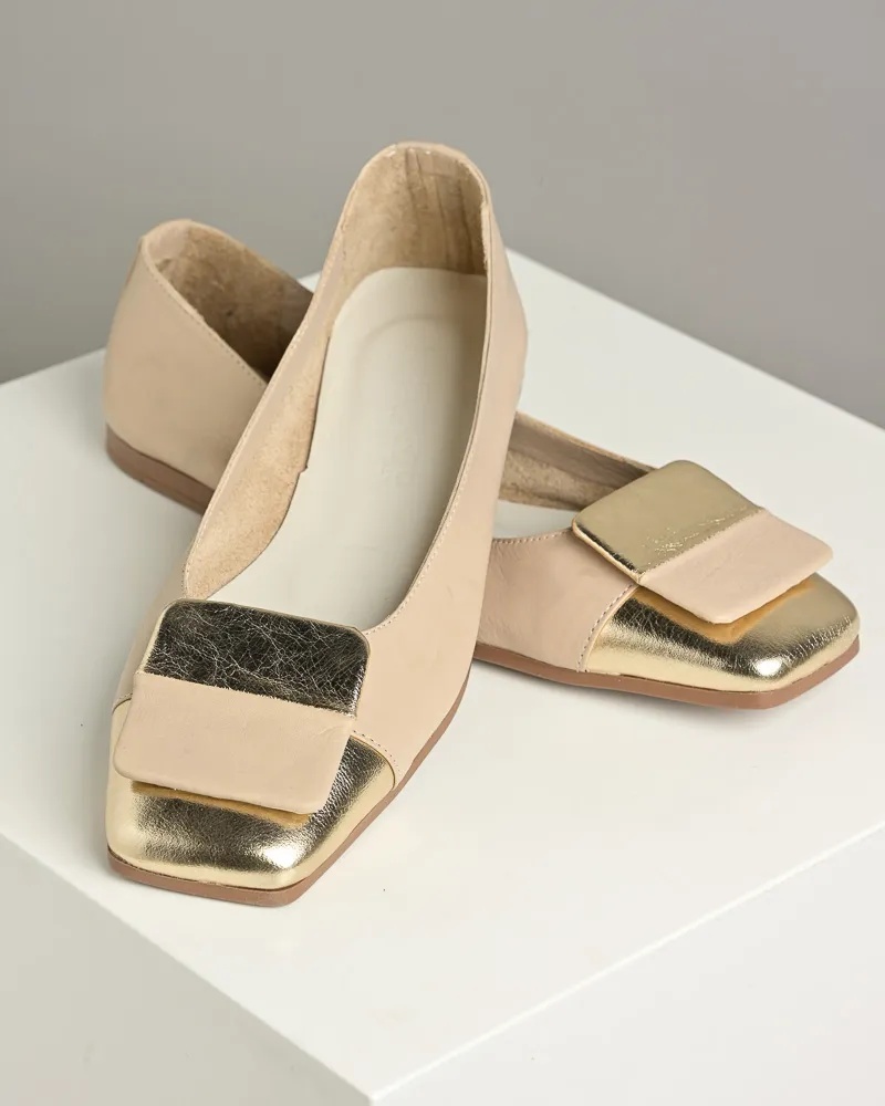 Kožne ženske baletanke 97590TK1 bež