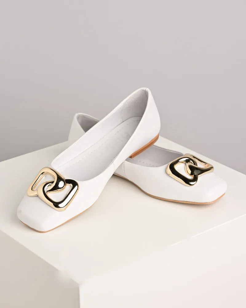 Ženske kožne baletanke AL A534 bele