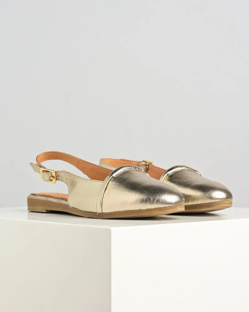 Ženske kožne baletanke sa otvorenom petom 137.3358 zlatne