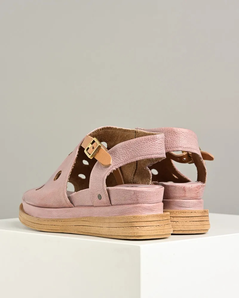 Ženske kožne sandale na platformu A15043 roze