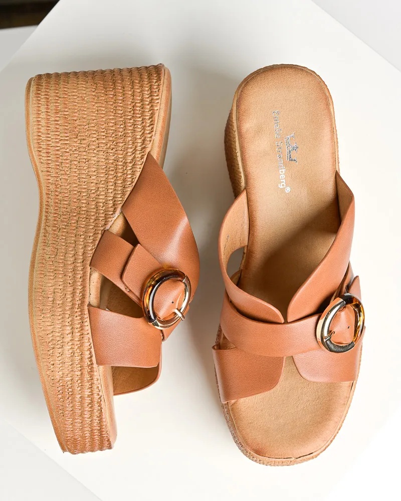 Ženske papuče na platformu PA1239 kamel