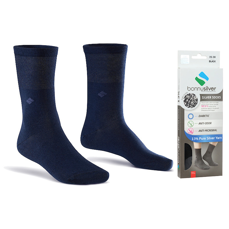 Sosete albe, diabetici, BonnySilver® 511, 22% fir argint pur