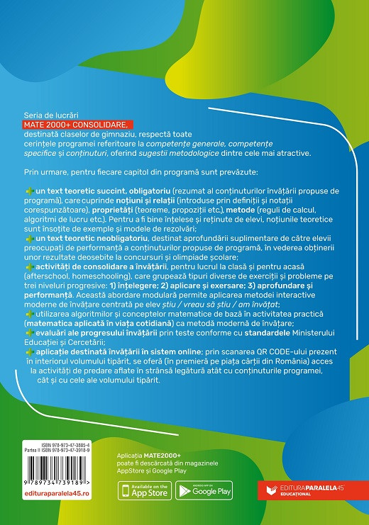 Matematică. Algebră, geometrie. Clasa a VII-a. Consolidare. Partea a II-a