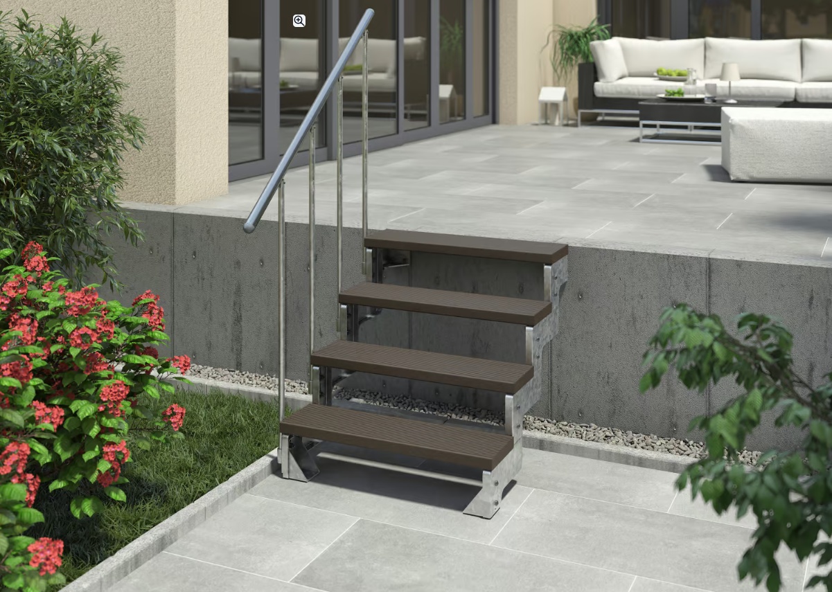 Scara de exterior cu 12 trepte si balustrada Standard Gardentop Trimax ...