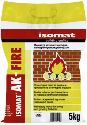 Mortar refractar pentru zidirea și rostuirea cărămizilor refractare AK-FIRE Isomat 5kg - Unimat.ro