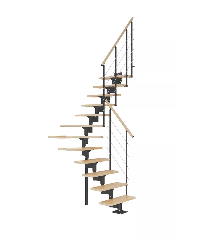 Scara de interior modulara antracit din fag cu urcare turnanta 11 ...