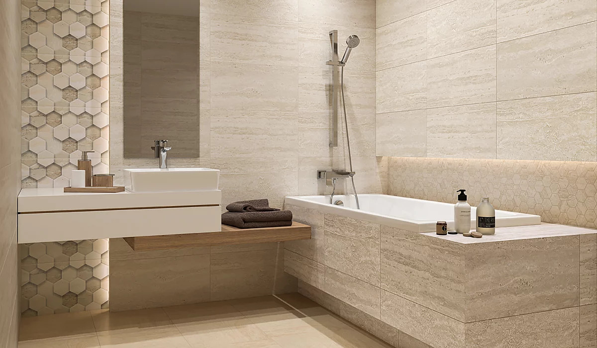 Faianta SUNLIGHT STONE BROWN crem inchis, baie bcuatarie 30x60cm ...
