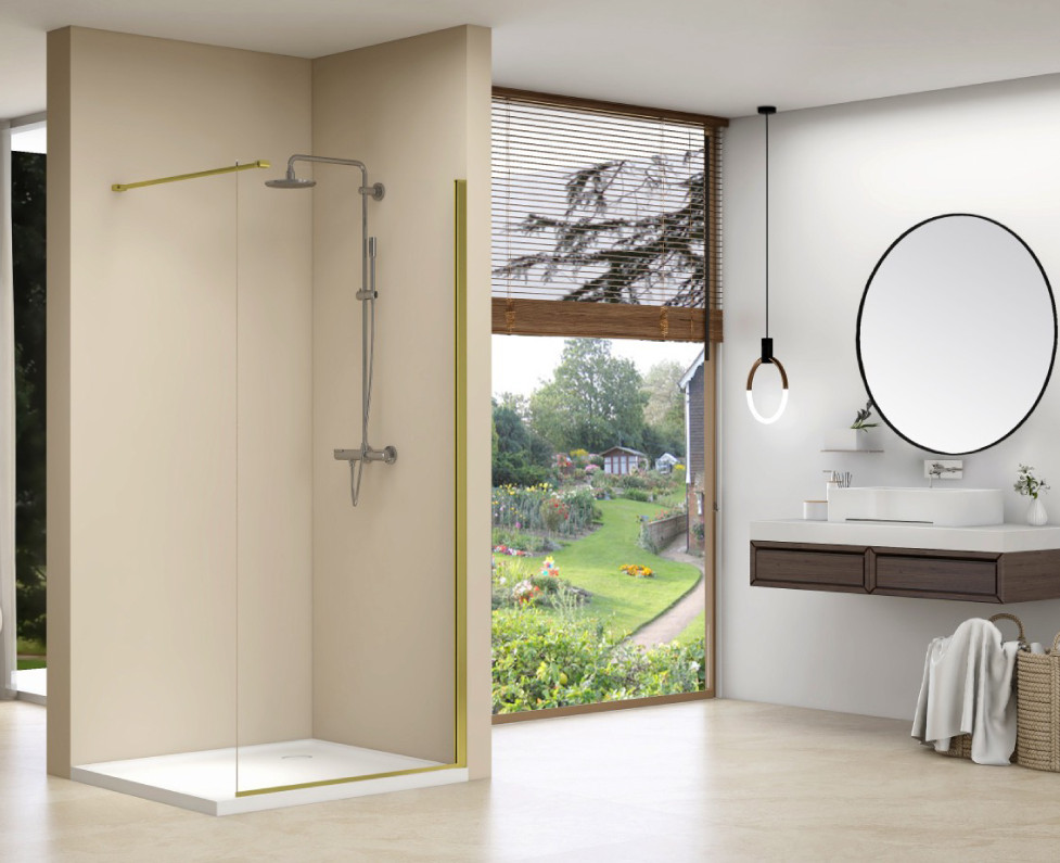 Paravan dus MARA GOLD WALK-IN 8MM 100x195 - Unimat.ro