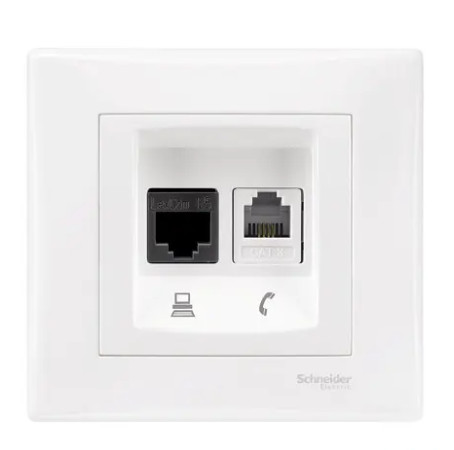 Priza telefon si date RJ11 si RJ45 Sedna Design SDN5100121 Schneider ...
