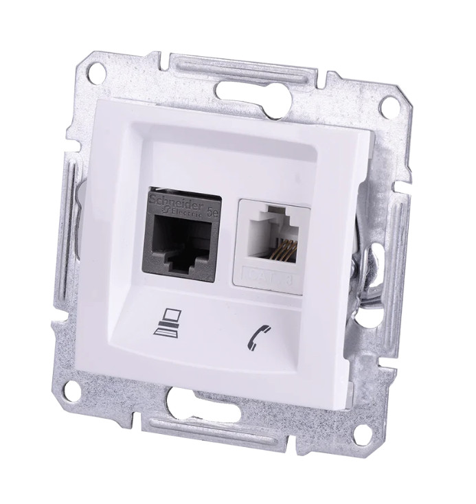 Priza telefon si date RJ11 si RJ45 Sedna Design SDN5100121 Schneider ...
