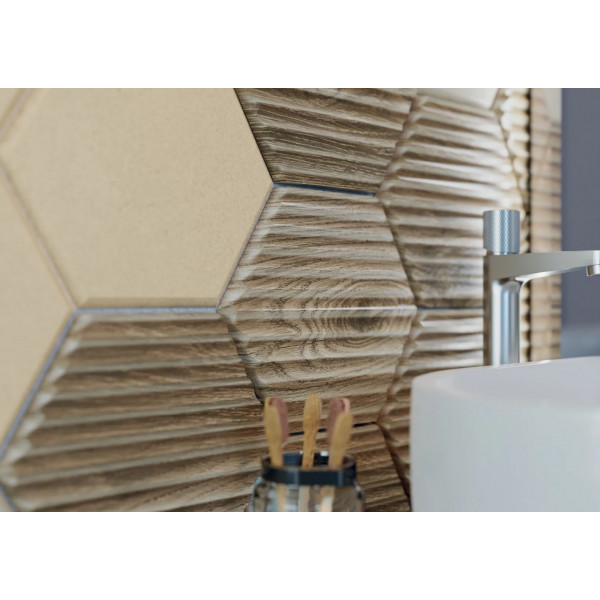 Faianta SERENE BEIGE HEX tip hexagon bej, rectificata, baie bucatarie ...