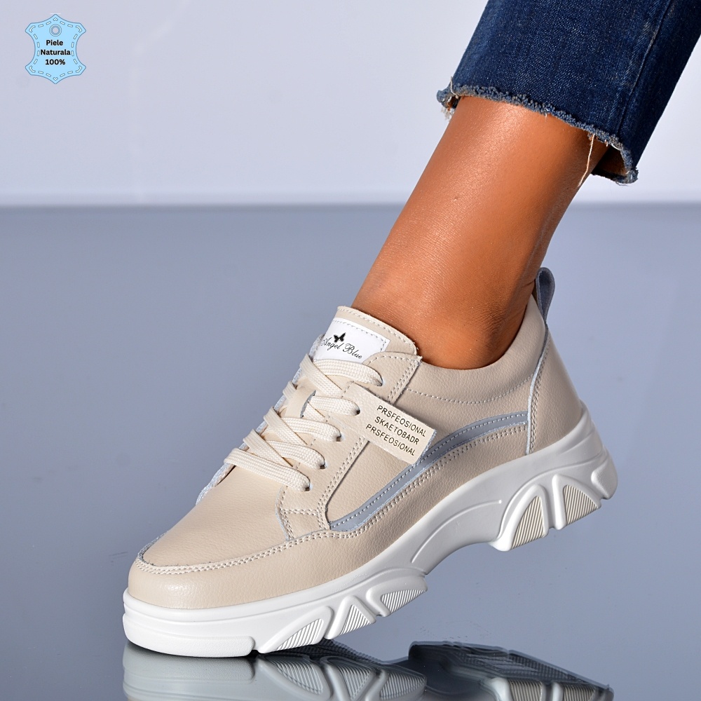 Adidasi Dama Piele Naturala Olivia Bej- Need 4 Shoes