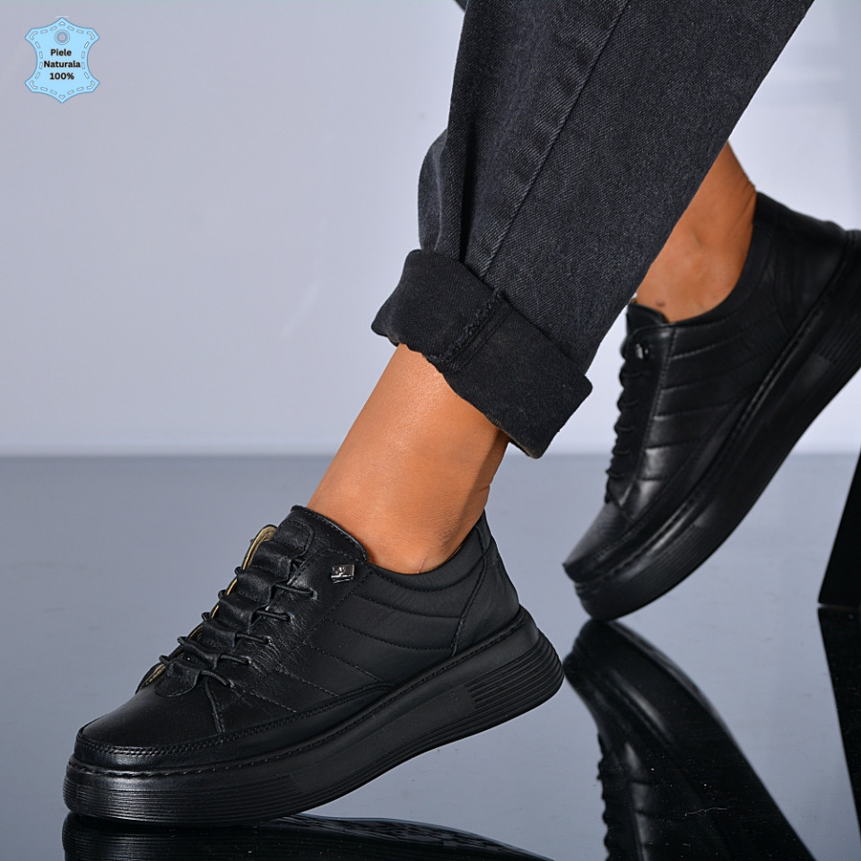 Adidasi Dama Piele Naturala Netina Negri - Need 4 Shoes