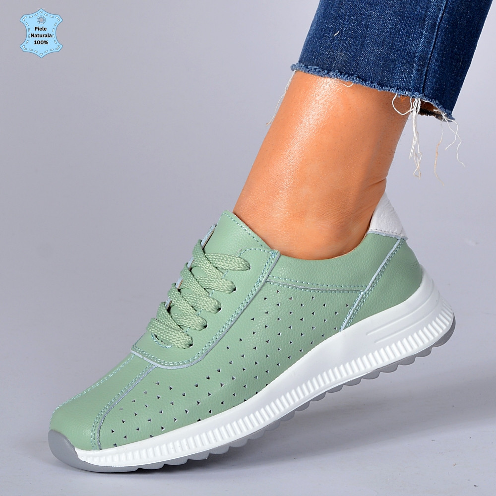 Adidasi Dama Piele Naturala Pamy Verzi- Need 4 Shoes
