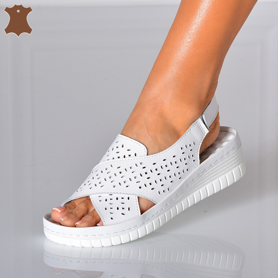 Sandale Dama Piele Naturala Carmina Albe- Need 4 Shoes