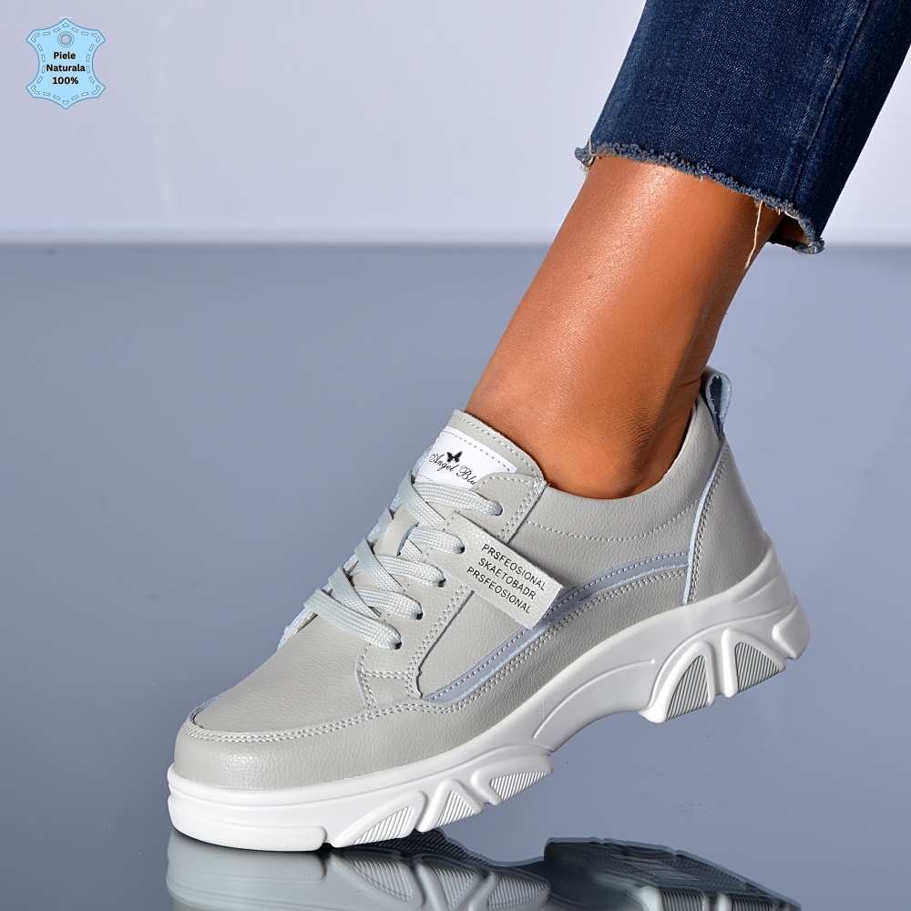 Adidasi Dama Piele Naturala Olivia Gri- Need 4 Shoes