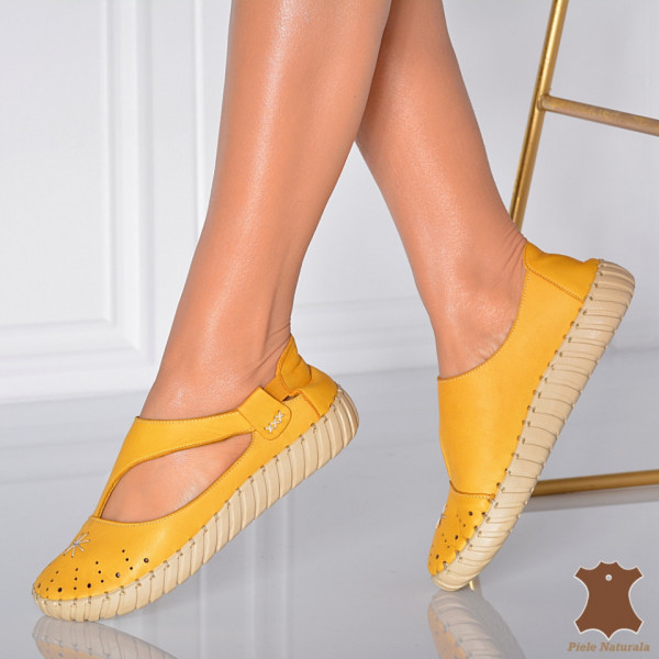 Pantofi Dama Piele Naturala Holt Mustar - Need 4 Shoes